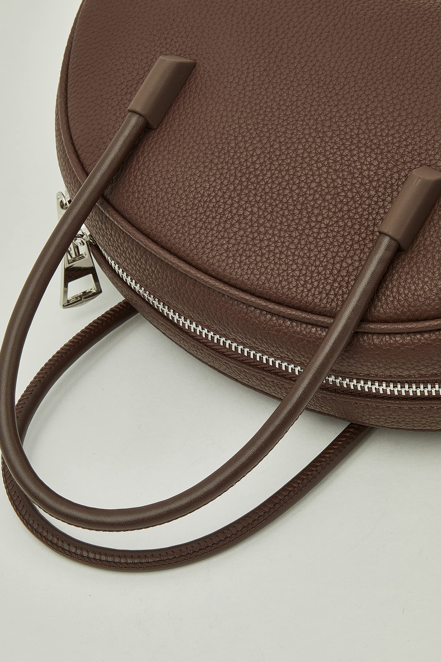 Designer Leather Tote Bags For Women Full Grain Shell Shape Top Handle Dome Handbags With Adjustable Strap (1-Dark Brown)