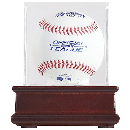 DisplayGifts Baseball Display Case Stand Holder- UV Protection, Cherry Finish Stand
