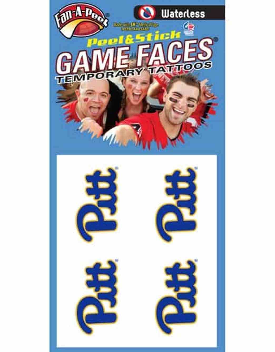Fan A Peel University of Pittsburgh Pitt Panthers – Waterless & Stick Tattoos – 4-PK