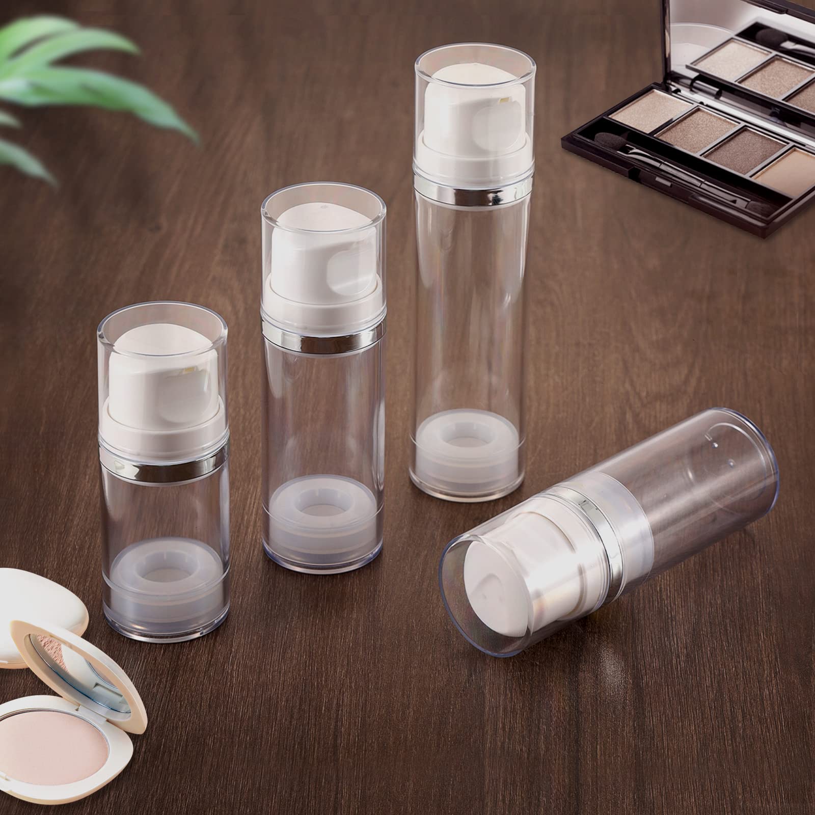 IOOROSE Airless Pump Bottle Refillable Travel Containers 100 ml/3.5 oz (Clear, 2 Pack)