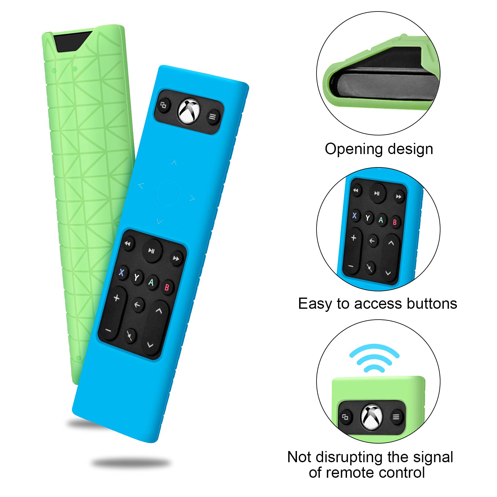 EVAHOM [2 Pack] Silicone Cases for PDP Gaming Multipurpose Media Remote Xbox Series X|SXbox OneXbox, Waterproof One Cover, Anti-Slip Shockproof Protective Sleeve Blue Green Glow in Dark