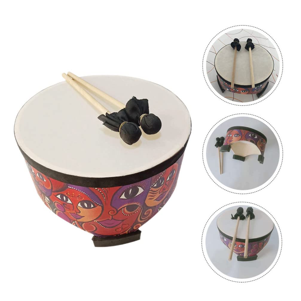 EXCEART 1 Set Kids Floor Tom Drum Percussion Instrument Music Drum Wooden Drum Toy with Drumstick for Children Educational Developmental Playthings