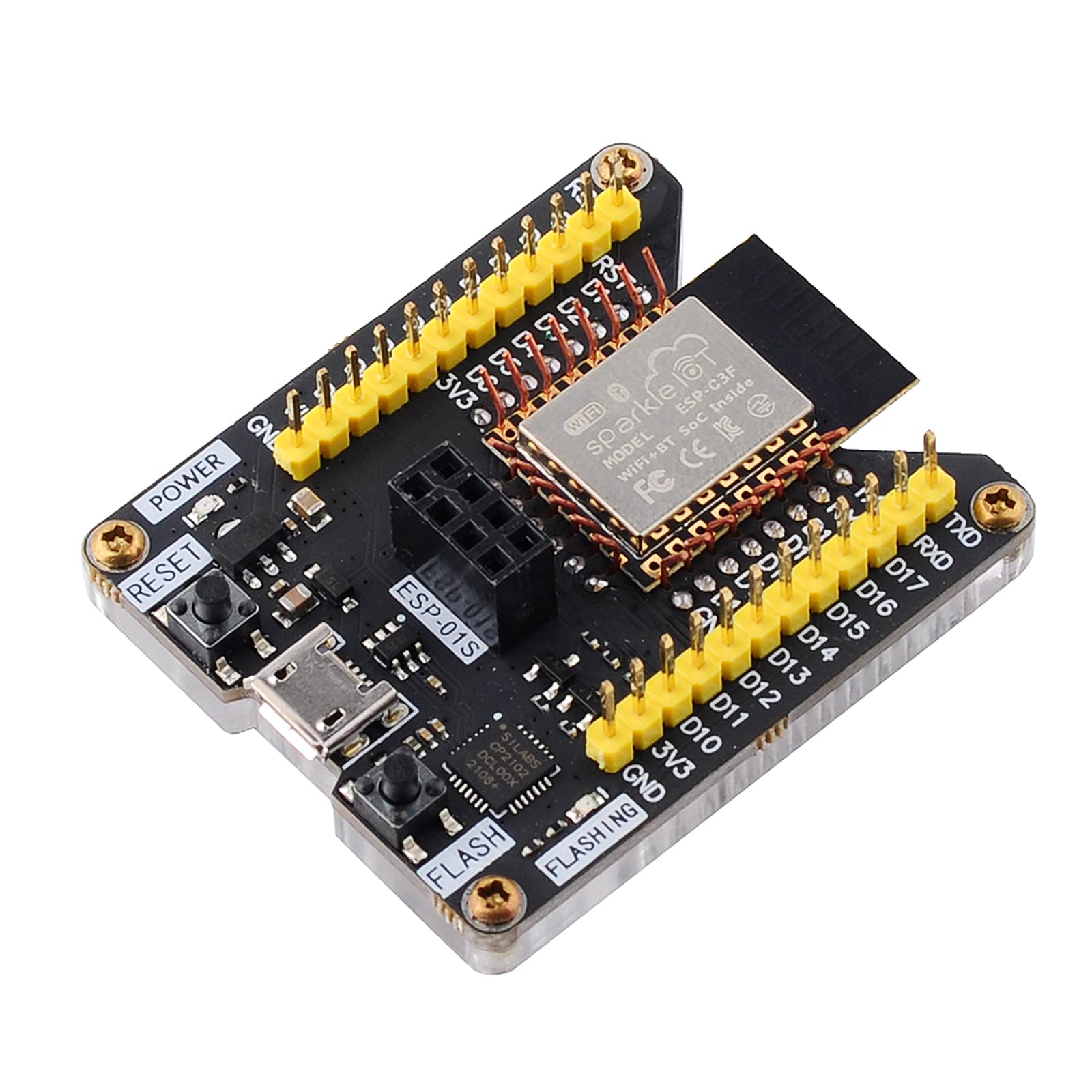 Geekstory ESP8266 Burning Fixture Development Board Micro USB interface Test Board Flash Downloader, Easy Programer Compatible with ESP-01S ESP-07 ESP-07S ESP-12E ESP-12F ESP-12S ESP-F