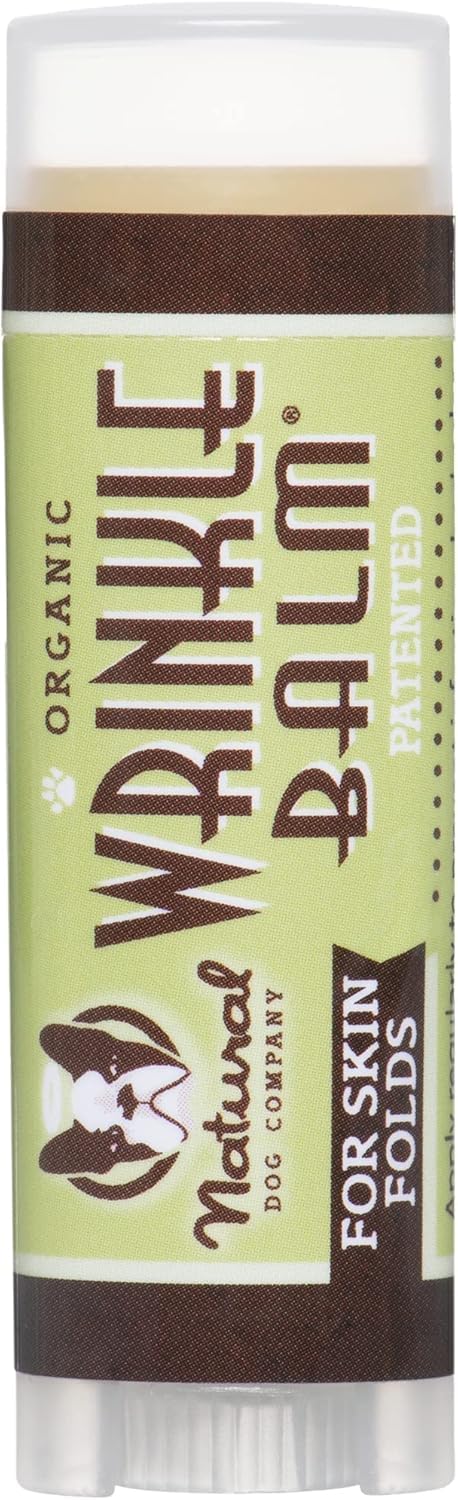 Natural Dog Company Wrinkle Balm, Travel Stick, 0.15 oz, Dog Lotion for Dry Itchy Skin, Cleans Wrinkles, Yeast Infection Treatment for Dogs, Plant Based, Frenchie Dog Accessories, Made in USA