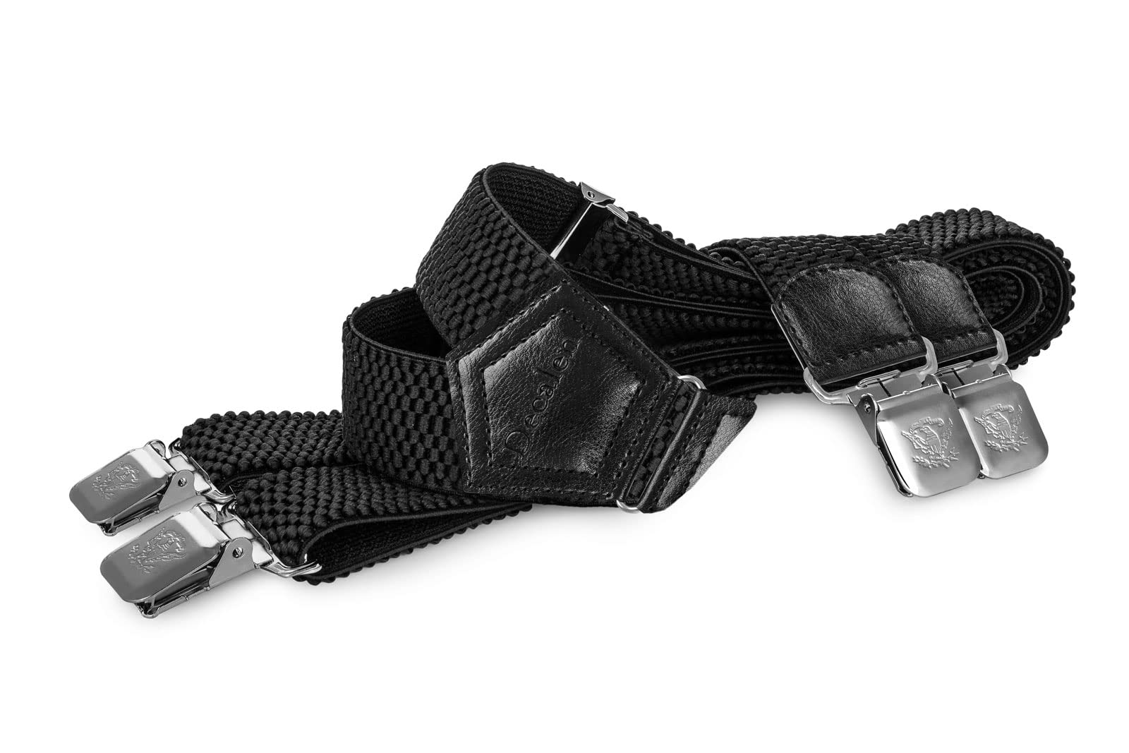 Decalen Mens Suspenders X Style Very Strong Clips Adjustable One Size Fits All Heavy Duty Braces (Black 1)