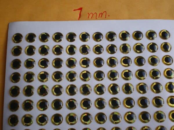 Fishing Tackle Lure 308 PCS. 3D 7MM Gold Holographic Fishing Lure Eyes/Fly Tying JIGS/Craft Designs