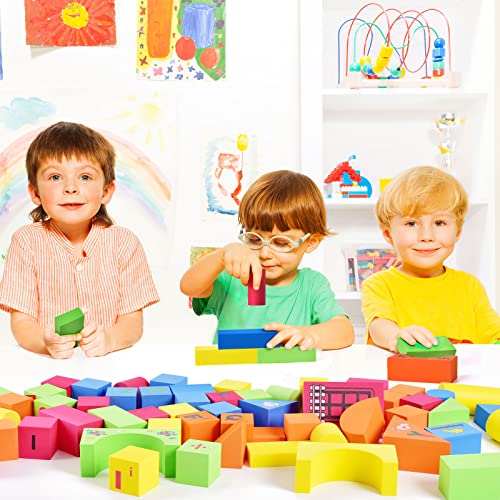 FUN LITTLE TOYS 108 PCS Foam Building Blocks for Toddlers, Large, Stackable, Soft Blocks Set with Alphabet & Numbers, Preschool Stacking Toys for Boys and Girls 1-3