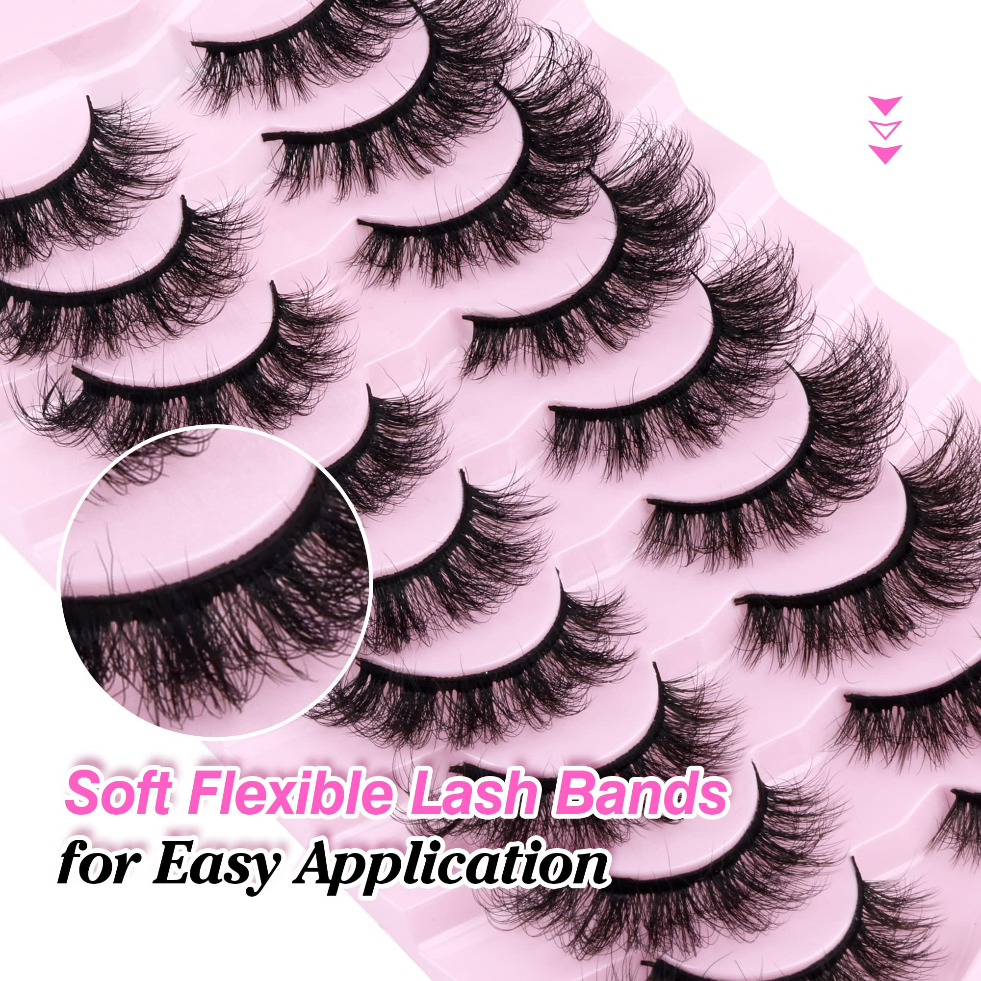 False Eyelashes Fluffy Wispy Mink Lashes 16mm Natural Full Volume PestaƱas Cat Eye Lashes 9 Pairs by Yawamica Black