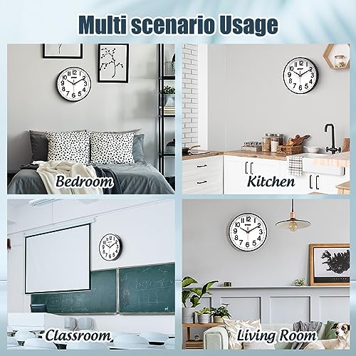 QPEUIM Wall Clock Wall Clocks Silent Non-Ticking Battery Operated Large Easy to Read with Stereoscopic Dial Ultra-Quiet Movement Quartz for Office Classroom School Home Kitchen (10 inches)