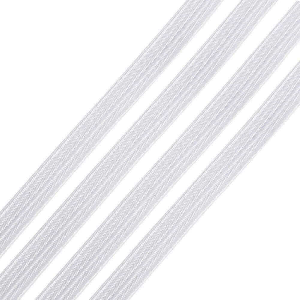 Elastic for Sewing 1/4 inch Elastic Cord Wide Braided Stretch Strap for DIY Sewing Crafting 100 Yards Flat (White, 6mm)
