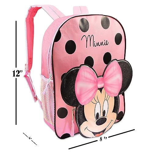 Minnie Mouse Mini Backpack for Toddler Girls - Bundle with 12โ Minnie Mouse Mini School Bag, Minnie and Mickey Pens, More | Minnie Mouse School Backpack for Girls