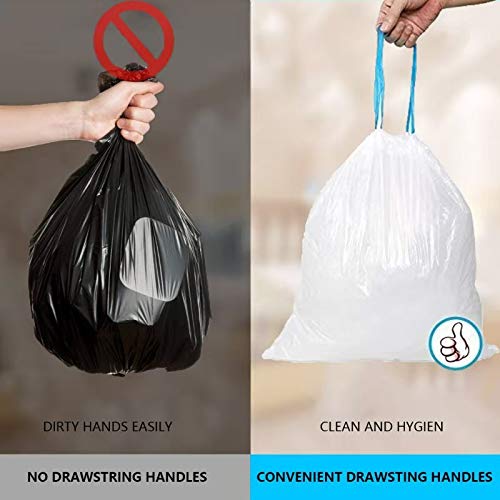 Small Trash Bag, 2.6 Gallon Garbage Bags Bathroom Trash can Liners for Bedroom Home Kitchen 80 Counts,Auto shrink, White