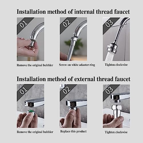 Degree Swivel Kitchen Sink Faucet Aerator Water Saving Tap Aerator Faucet Nozzle for Kitchen, 360° Bathroom Faucet (Shorter Style 1PC)
