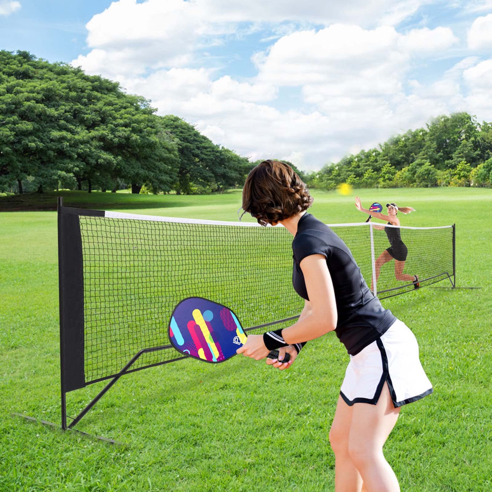 Dulce Dom Pickleball Paddles and Portable Nets Set, 4 Pickleball Paddles with 22FT Regulation Size, Indoor/Outdoor Balls Included