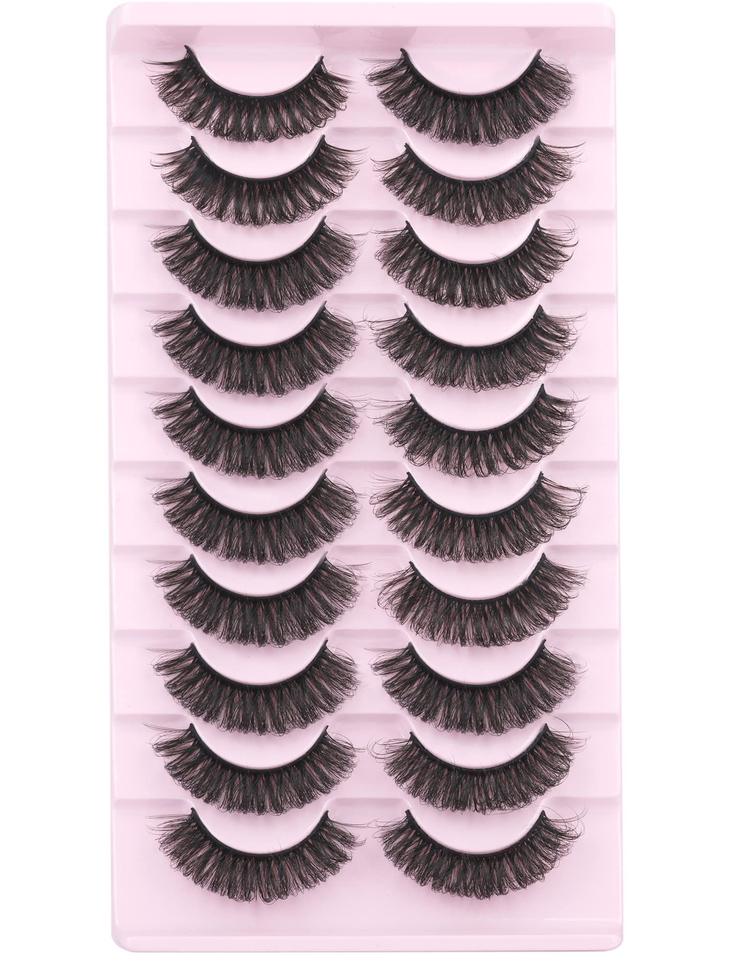False Eyelashes Russian Strip Lashes Fluffy D Curl Lashes That Look Like Extensions Wispy 10 Pairs Fake Eyelash Pack by EYDEVRO
