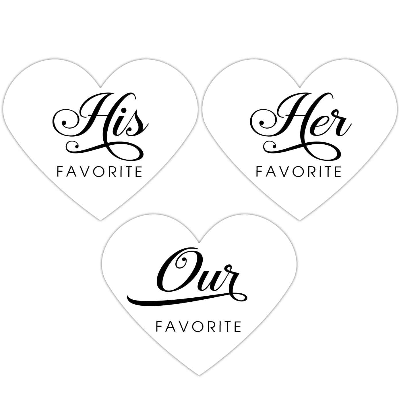 Heart Stickers His Her & Our Favorite Wedding Favors 2.27x1.88 Inch 105 Labels (Script 4 + 4x6 bags)