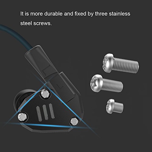 Quad Driver Headphones,ERJIGO KZ ZS6 High Fidelity Extra Bass Earbuds Without Microphone,with Detachable Cable (with Mic, Black)
