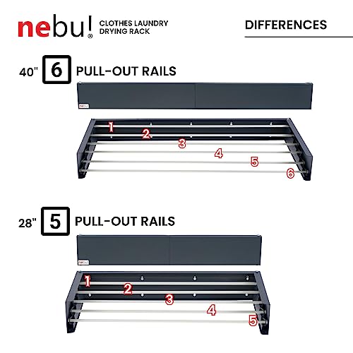 NEBU Clothes Laundry Drying Rack 40β- an Elegant Wall-Mounted Hanger, Folding Stainless Steel Collapsible, Space Saver with 20 Linear feet, Drying Capacity 40lbs