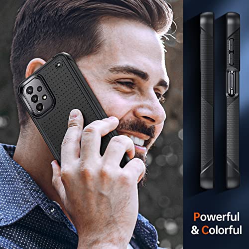 LeYi for Samsung Galaxy A13-5G Case: Samsung [A32] [A23] [A04S] Case with 2 Pack Tempered Glass Screen Protectors, Heavy Duty Shockproof Hard PC Textured Back Phone Case for Women Men, Black