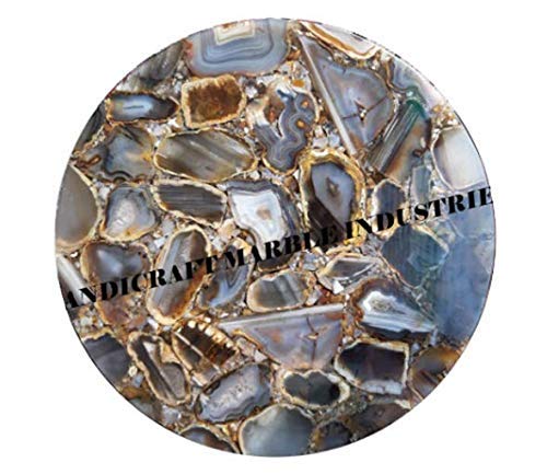 Grey Brown Mix Color Agate Dinning Table Top 39" x 39" Inch, Coffee Table Grey Brown Mix Color Agate, Agate Round Coffee Table Top, Grey Agate Geode Table Top, Piece Of Conversation, Family Heir Loom