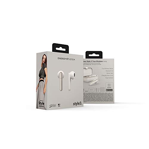 Energy Sistem Earphones Style 3 True Wireless Ivory (Earbuds True Wireless Stereo, Charging Box, Stereo Calls, 20H Battery)