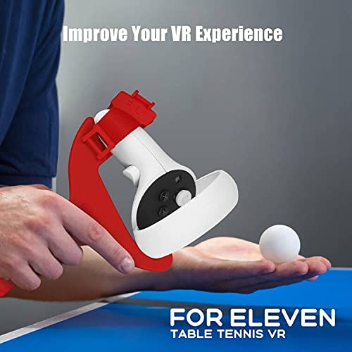 Eyglo Table Tennis Paddle Rackets Grip Handle for Oculus Quest 2 Touch Controllers, Playing Eleven Table Tennis VR Game Quest 2 Accessories Ping Pang Paddles (Blue and Red)