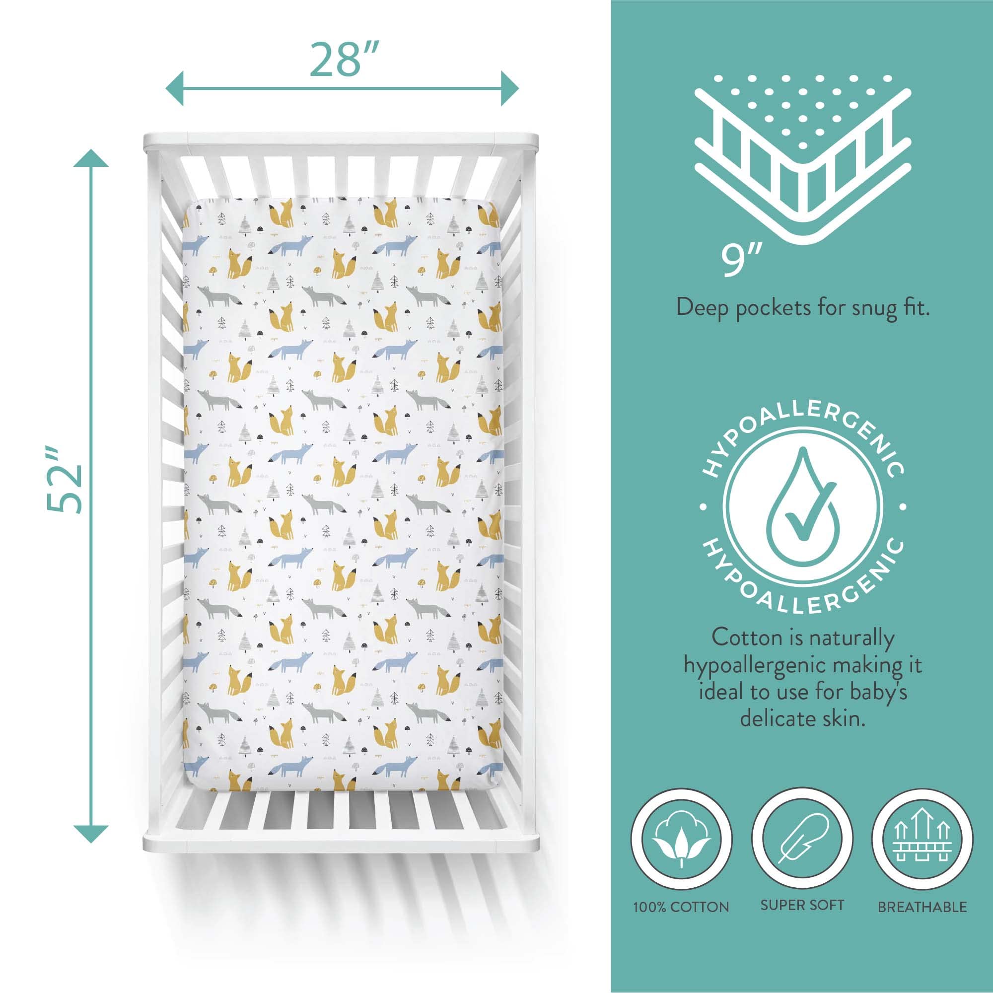 Featherhead™ 2-Pack Fitted Crib Sheets - 100% Cotton - 52" x 28" x 9" for Standard Crib and Toddler Mattress (Jersey Pink Polka)