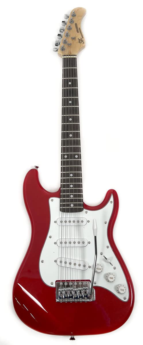 Electric Guitar Package 1/2 Size w/Pocket Amp, Strap, and Cord SX RST 1/2 CAR Short Scale Red Package