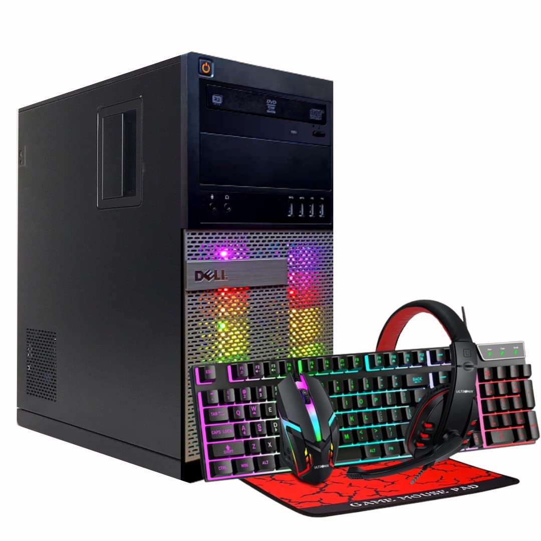 Dell Optiplex Gaming Desktop PC - Intel Core i7 4th Gen 3.4GHz, NVIDIA GeForce GT 1030 2GB, 16GB RAM, 512GB SSD, Wi-Fi, Ultronix Keyboard, Mouse, Mousepad, Headset Windows 10 Pro (Renewed)