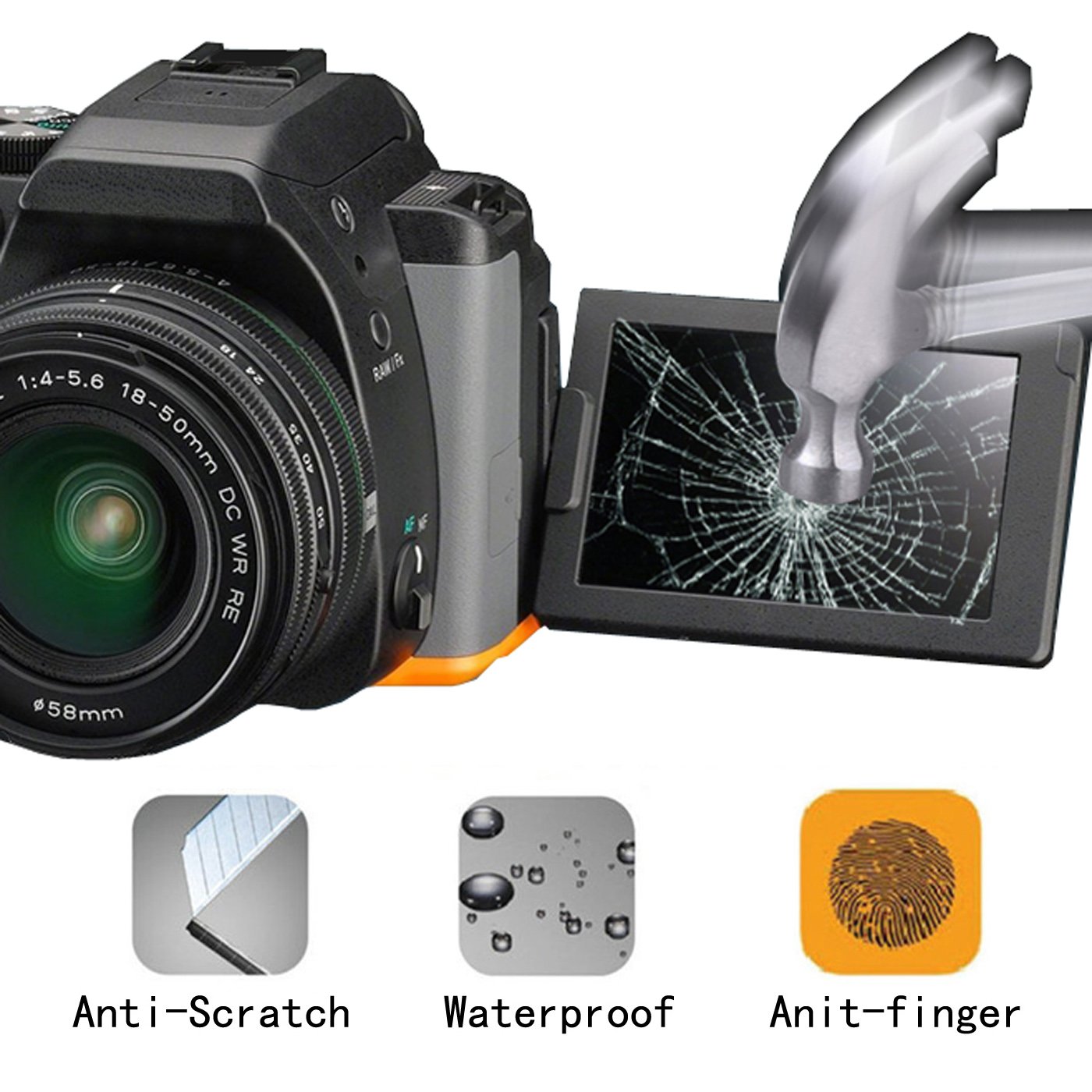 debous Screen Protector for Olympus OM-D E-M10 Mrak ii iii iv E-M1 Mark ii E-M5 Mark II III E-PL8 E-PL7 E-PL9, Anti-finger Tempered Glass Hard Protective Film (3pack)