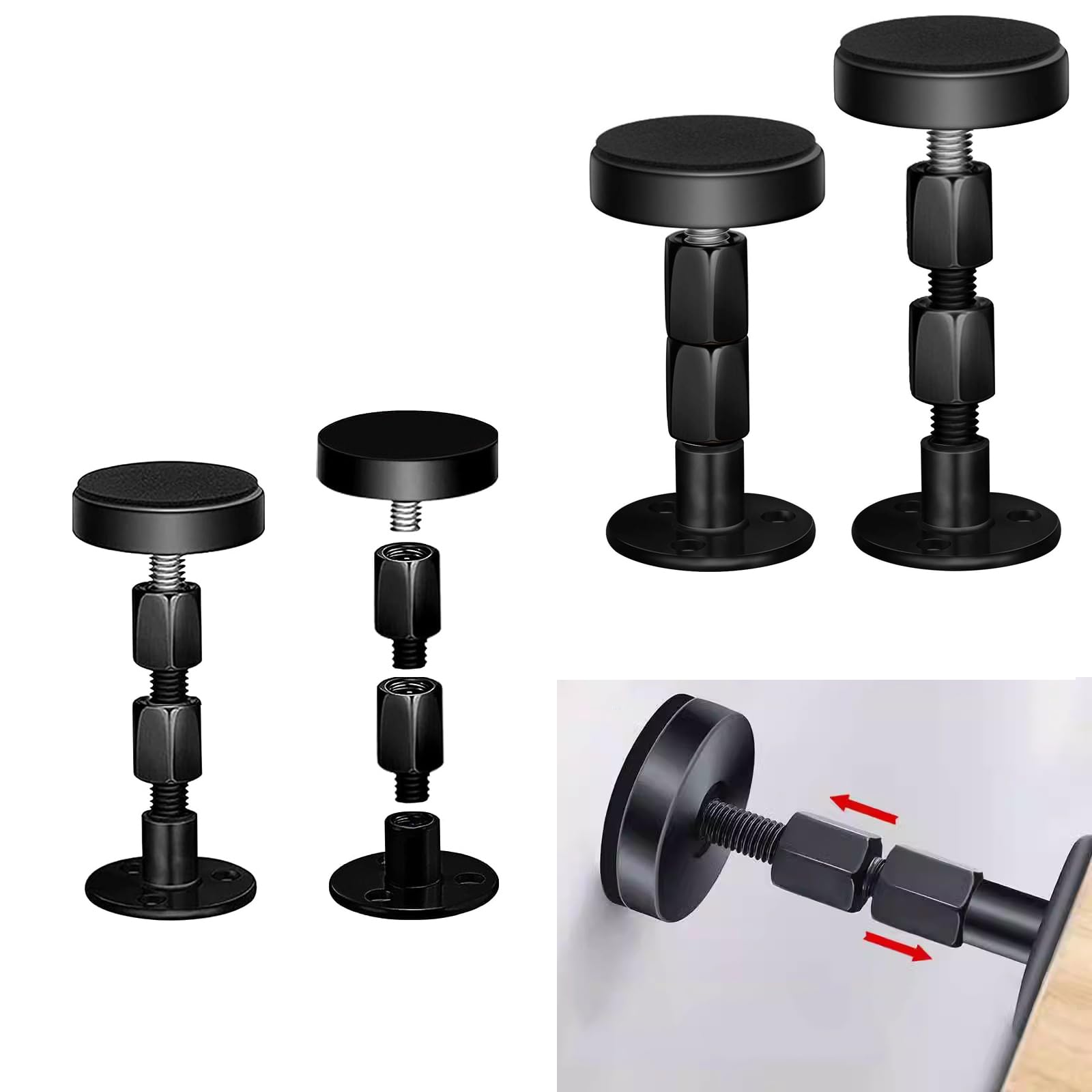Cokritsm 4PCS Headboard StoppersThreaded Bed Frame Anti-Shake Tool, Headboard Stoppers for Wall, Bed Stoppers for Headboard Bed Wall Bumper, Headboard Brackets for Bed Base Adjustable 6.7-8.7CM