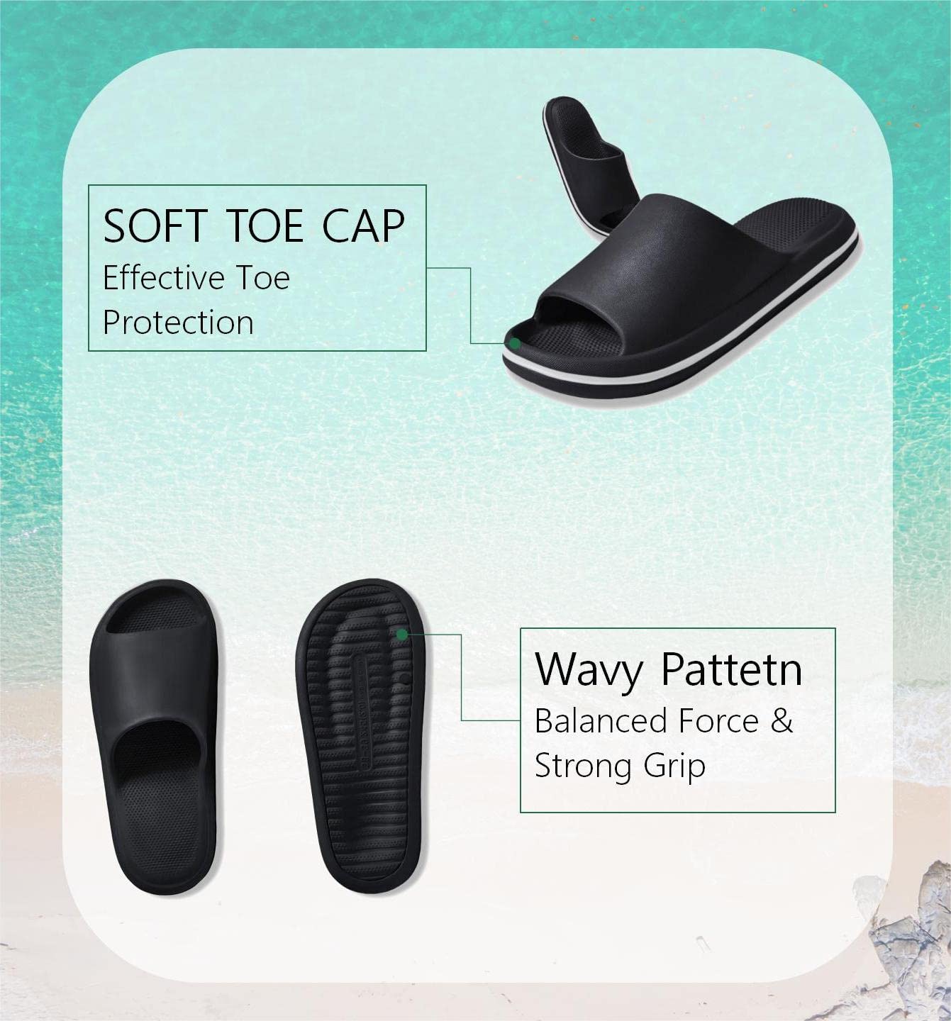DITSONEO Cloud Slippers for Women and Men, Shower Non-slip Quick Drying Bathroom Sandals Thick Sole Lightweight Pillow Sandals, Ultra Cushion