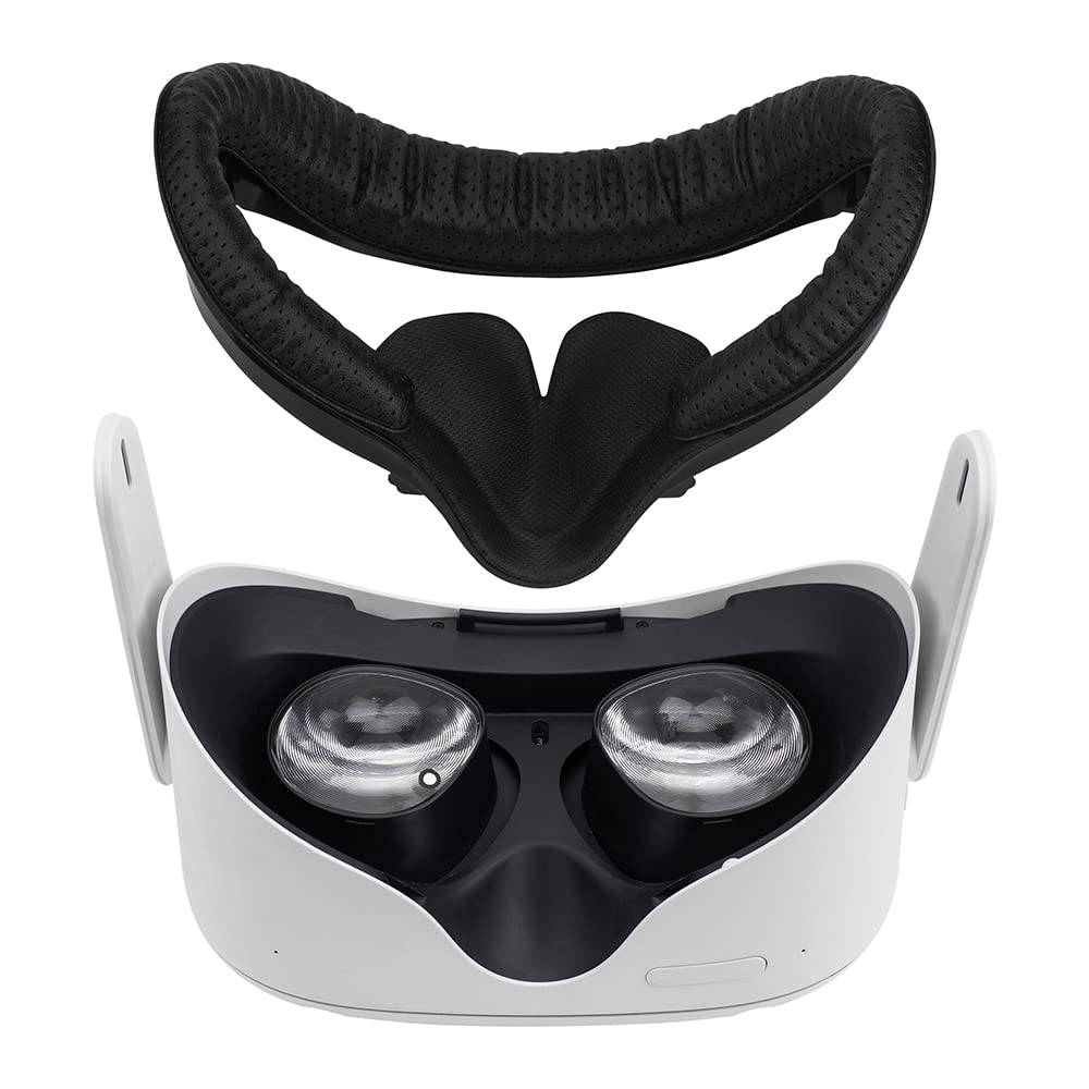 EYERZ VR Face Cover and Lens Cover for Meta/Oculus Quest 2, VR Facial Interface Bracket Replacement,Anti-Light Leakage Face Pad, 5 in1 Oculus Quest 2 Accessories (Black)