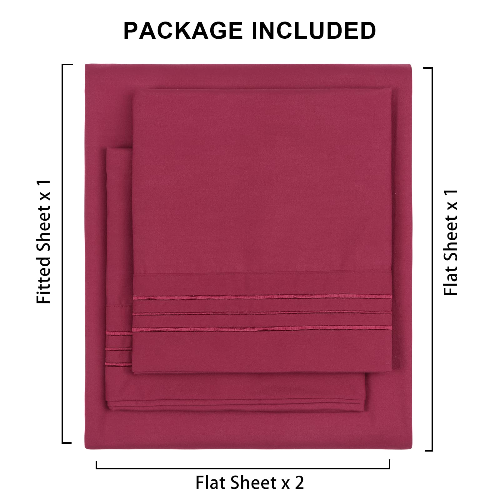 Dekoresyon Full Size Sheet Set, 4Pcs Extra Soft Breathable Cooling Bed Sheet Set with Deep Pockets & Wrinkle Free, Ultra Soft Hotel Luxury Bedding Sheets & Pillowcases(Full,Burgundy)