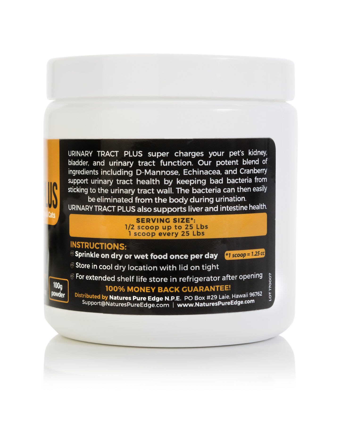 Nature's Pure Edge - Pet Urinary Relief - Veterinarian Grade All Natural D-Mannose and Cranberry Powder Blend for Kidney, Bladder and Urinary Tract Health.