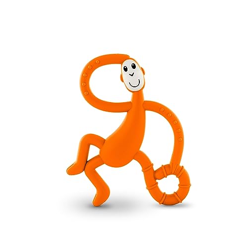 Matchstick Monkey Dancing Monkey Teething Toy for Babies & Toddlers, BPA-Free Food Grade Silicone, Easy to Hold, Stimulates and Massages Sore Gums, Orange