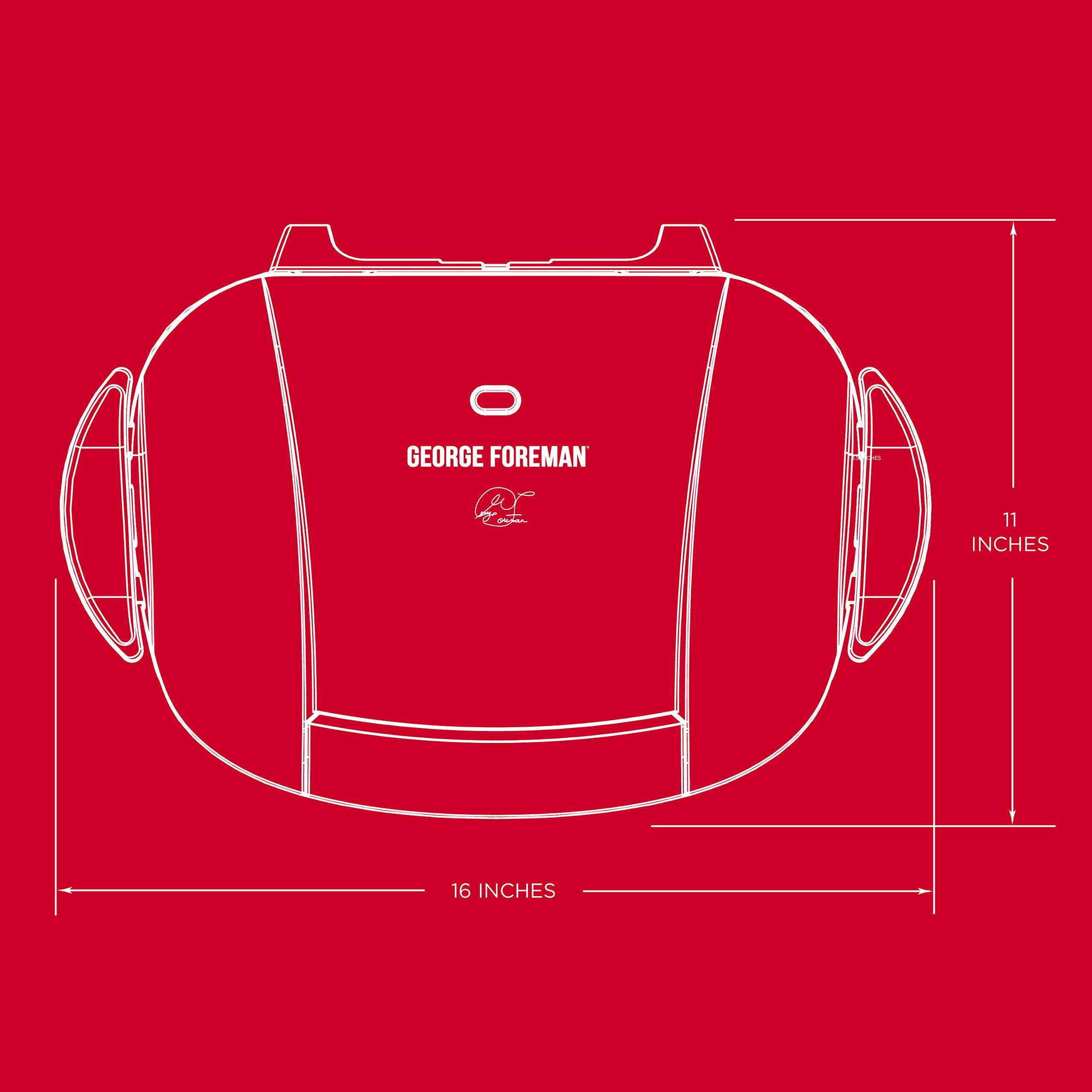 George Foreman 5-Serving Removable Plate Electric Indoor Grill and Panini Press, Red, GRP0004R, 17.2 x 12.1 x 6.2 inches