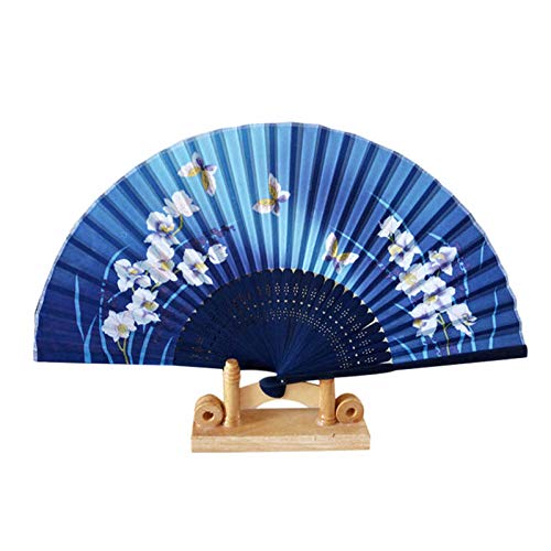 DTBBKsy Pattern Folding Dance Wedding Party Lace Silk Folding Hand Held Flower Fan Hand Fan Cool Bamboo Flower Personalized Chinese Fans Hand Fan Folding Fan (Color : A)
