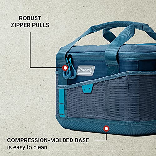 Coleman Ocean Blue 18-Liter Soft Cooler with 4-Way Stretch Mesh Pockets, Padded Handles, and Durable Protective Base