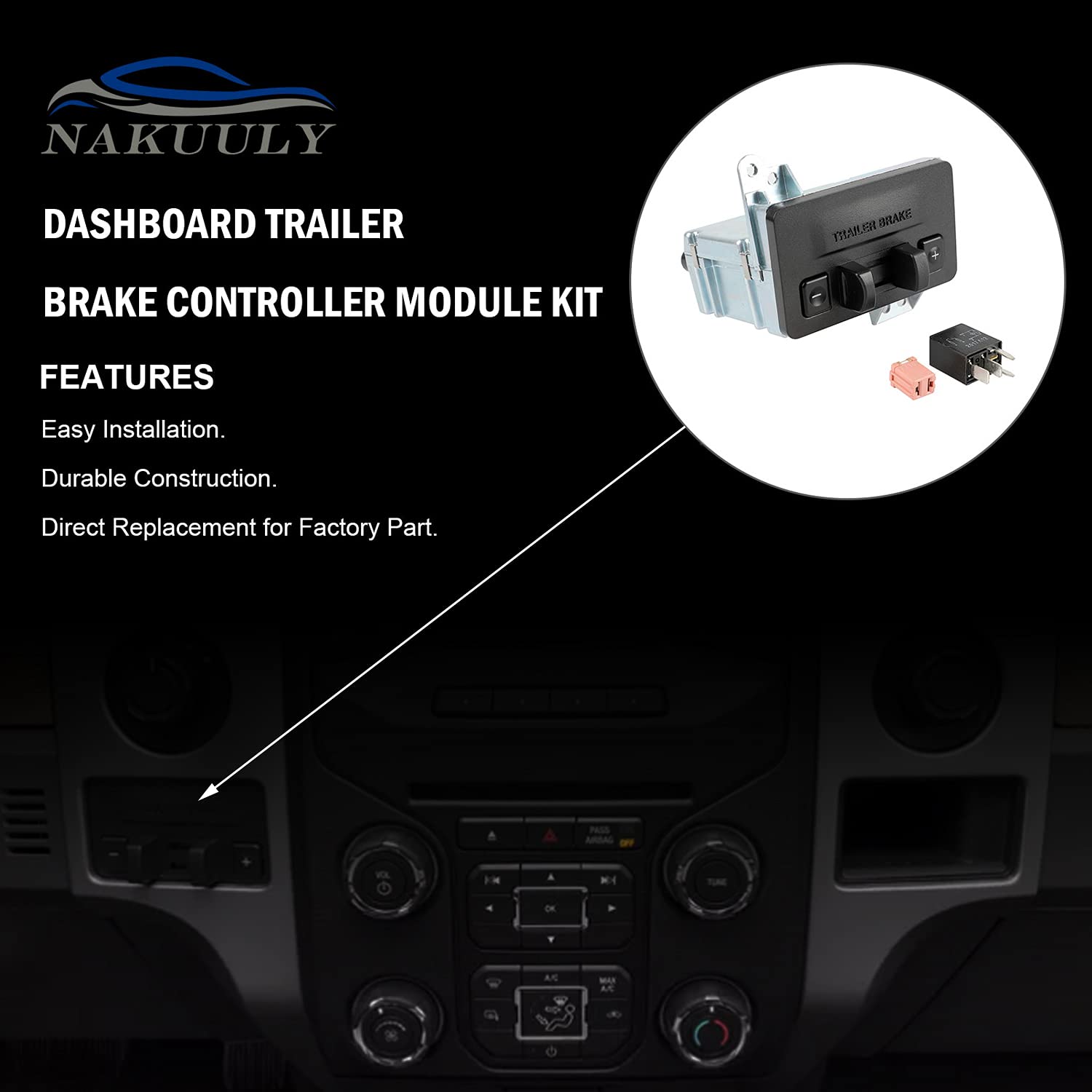 Dashboard Trailer Brake Controller Module Kit Truck Parts Interior Switches Compatible with Ford F150 F-150 2011 2012 2013 2014 Replaces BL3Z-19H332-AA BL3Z2C006BC