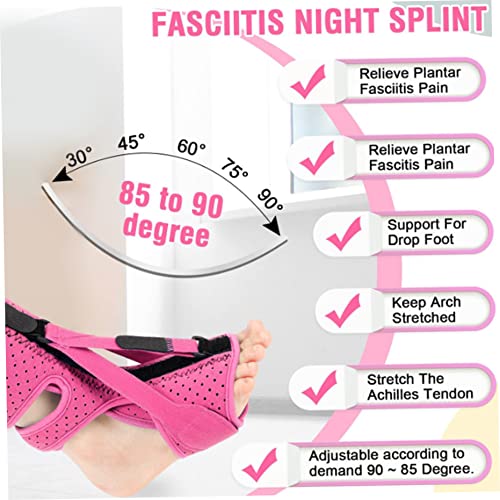 Quflaivy Plantar Fasciitis Night Splint Lightweight Foot Drop Brace Relief Heel Pain Foot Drop Ankle Support for Men Women Pink