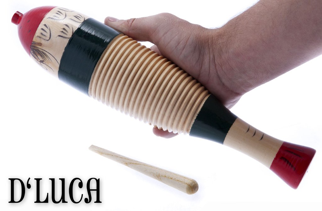 D'Luca GUIRO-GO Wood Fish Style Guiro with Wooden Stick