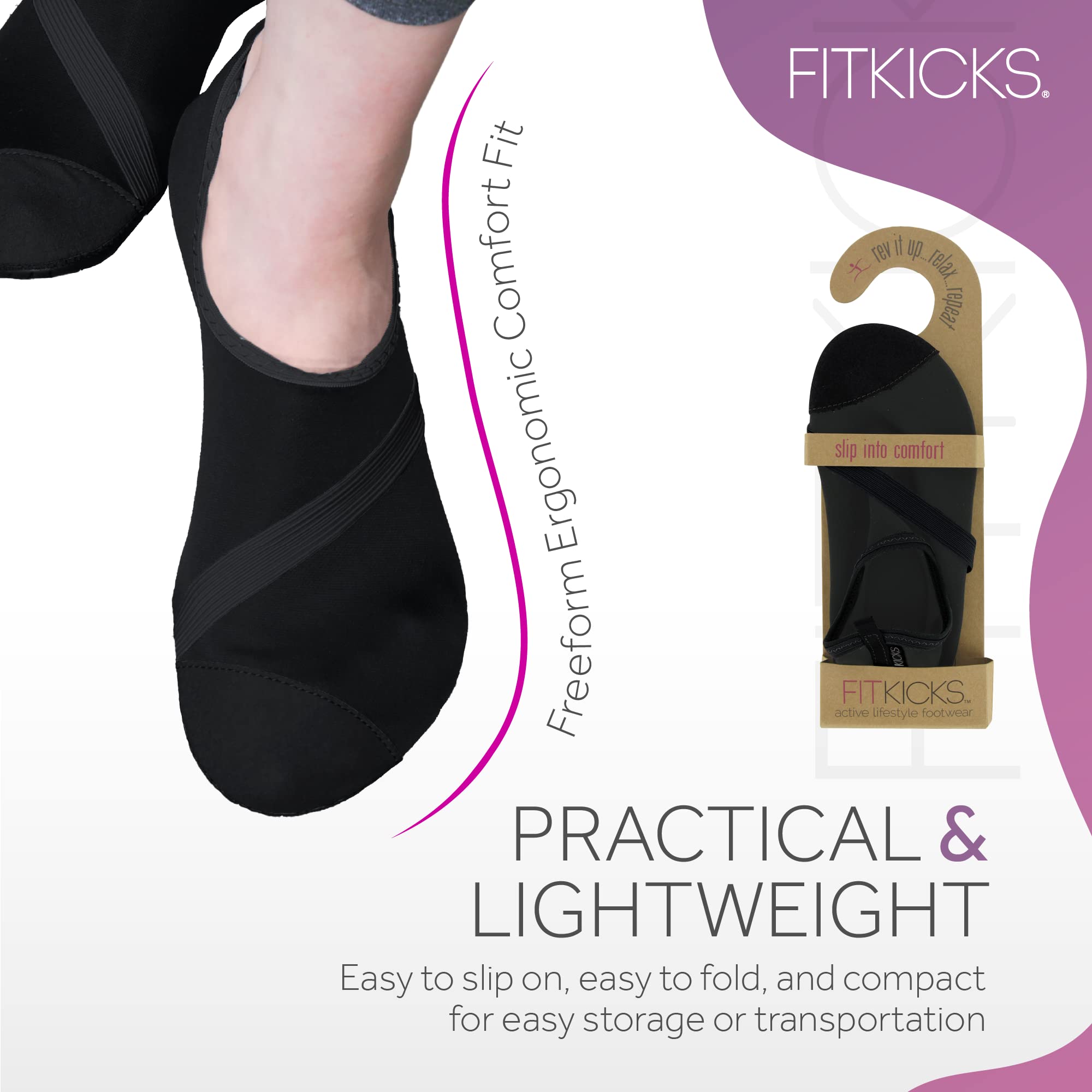 FITKICKS Special Edition Active Footwear, Foldable Shoes - Stealth Mode, Large