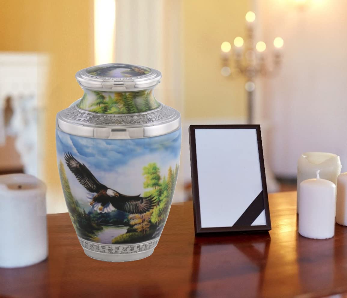 Divinityurns American Eagle Cremation Urn, Handcrafted Metal Urn for Human Ashes, Adult Cremation Urn with Velvet Bag