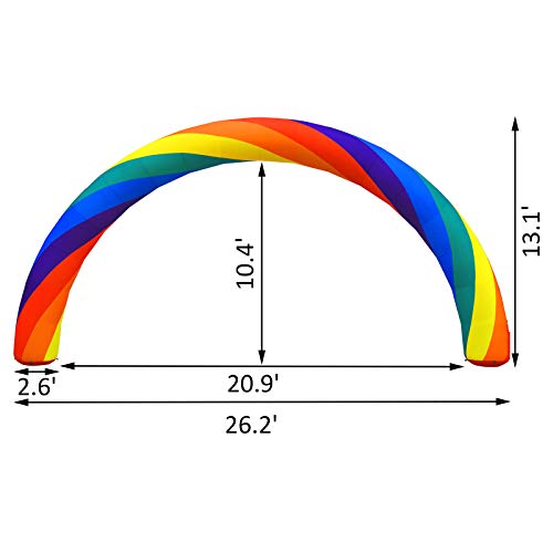 Happybuy Inflatable Rainbow Arch 26ftx10ft with 110W Blower for Advertising Party Celebration Garden