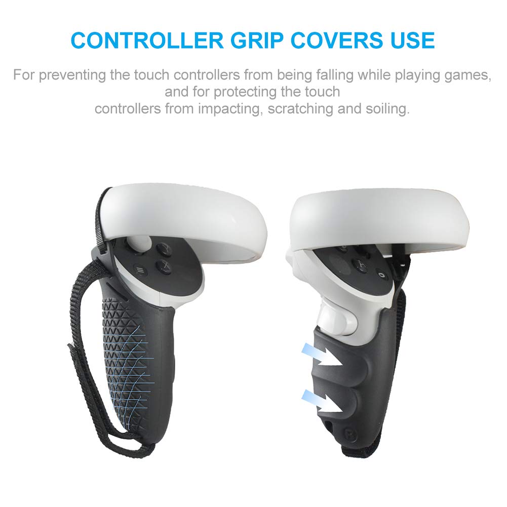 EKDJKK 6-in-1 Accessories for Oculus Quest 2, Touch Controller Grip Cover, Facial Pad, Protective Lens Cover, Reduce Face Pressure Comfortable Touch, Family Holiday Bundle