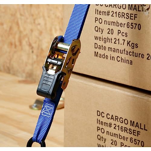 DC Cargo Ratchet Straps 4 Pack 1" x 15' - Tie Down Ratchet Straps Heavy Duty Tie-Downs w/Durable Polyester and Vinyl-Coated S Hooks | Tie Down Cargo Securely in Trucks Trailer, Motorcycle, Kayak