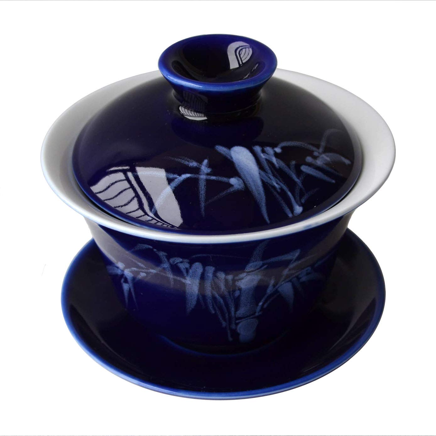 Gaiwan 5oz/150ml Blue White Porcelain teacup Sancai Tea Cup Set beauty pattern Lid(pure leaf)