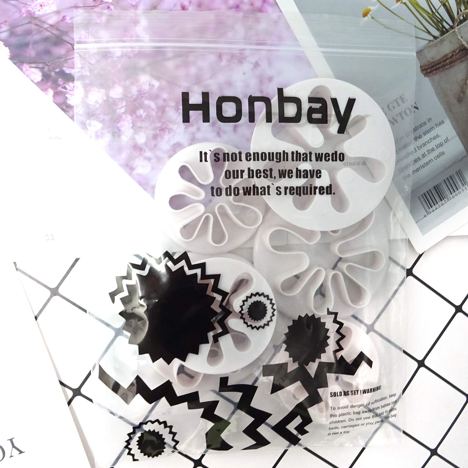 Honbay 6PCS Plastic Paint Splatter Cookie Cutter Set CupCake Decorating Gumpaste Fondant Mould for Cake Cupcake Decoration and Polymer Clay Crafting Projects (2 Size)
