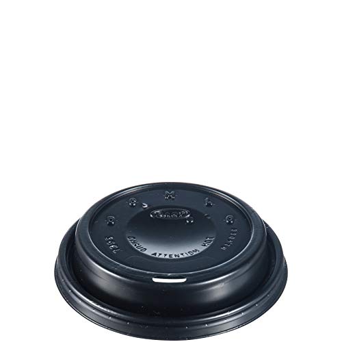 DART 16ELBLK Cappuccino Dome Sipper Lids, Black, Plastic, Pack of 100 (Case of 10 Packs)